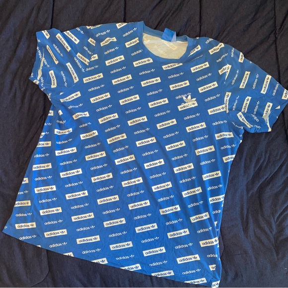 adidas Originals | Shirts | Adidas Originals Blue Tag All Over Print ...